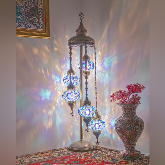 Accents | Set Of 5 Handmade Bronze Blue Star Mosaic Floor Lamp | Poshmark